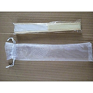 Teanfa Gift Bags 50pcs White Drawstring Organza Folding Hand Fan Pouch Party Wedding Favor Gift Wrapping Supplies 2 x 10 Inches