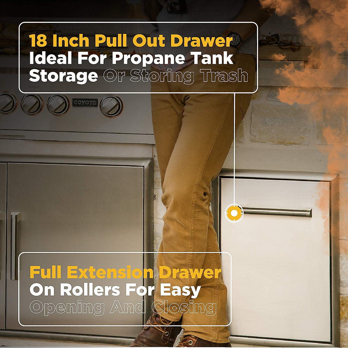 Coyote 18 Inch Pull Out Drawer Propane Tank/Trash Bin Storage - CPOD