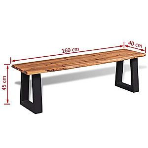 Festnight Bench Entryway Dining Bench for Living Room, Hall or Lounge Solid Acacia Wood 63"
