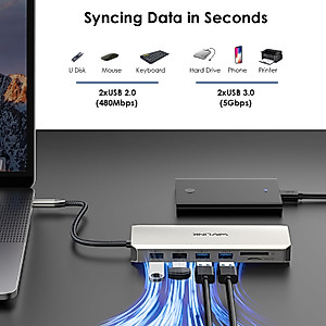 WAVLINK USB C Docking Station Dual HDMI Monitors, 12 in 1 Triple Display USB C Hub, Multiport Adapter with Dual 4K HDMI, 4K DP, 100W PD IN, 5 USB Ports, RJ45, SD/TF Slots, Audio/Mic for Macbook/Laptop