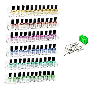 Nail Polish Rack Organizer, 6PCS/Set Acrylic Shelves, Floating Bookshelf for Kids, Shelf for Book Display Makeup Product Spice Organizer, Wall Mounted Shelf