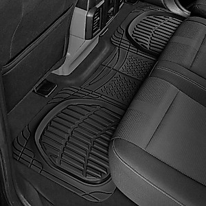 Motor Trend 4pc Black Car Floor Mats Set Rubber Tortoise Liners w/ Cargo for Auto SUV Trucks - All Weather Heavy Duty Floor Protection - MT-923-BK+MT-884-BK_amj