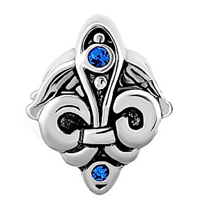 QueenCharms Fleur De Lis Charm France Flower Beads For Bracelets