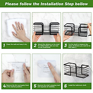 Fixwal 3-Pack Shower Caddy Bathroom Storage Rack with Soap Holder, Anti-Rust Strong Adhesive Storage Rack No Drilling Required, For Interior Shower Home Kitchen Storage Rack (Black)