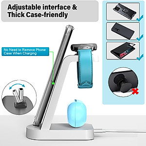 Charging Station for Samsung Multiple Devices,3 in 1 Fast Charging Stand USB-C Charger for Galaxy Watch 5/5 Pro/4/3/Active,Galaxy S23/S22/S21/S20/S10/Note20/Note10/Z Flip 4/Z Fold 4/Galaxy Buds