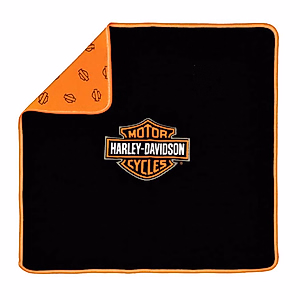 Harley-Davidson Baby Boys' Bar & Shield Receiving Blanket, Black/Orange 0150096