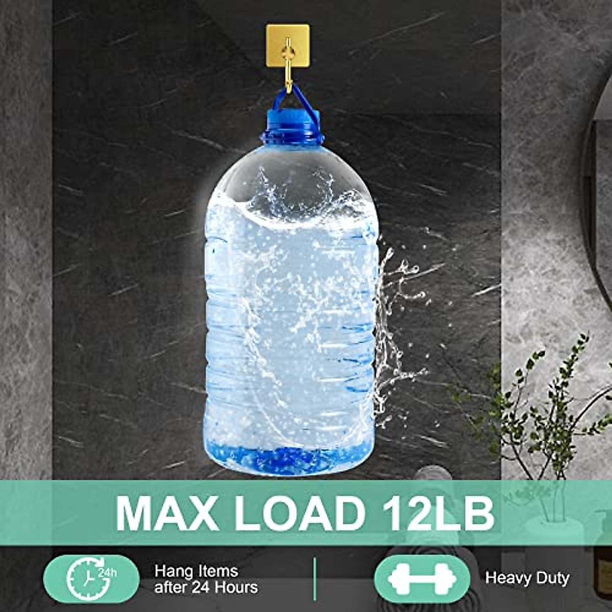 Quavzotu Adhesive Hooks Heavy Duty, Stick on Adhesive Wall Hooks, Waterproof Stainless Steel Adhesive Hangers for Kitchen Bathroom Home Door Bedroom Living-Room Towel Coat Key Robe Hat Cooker 4Pack