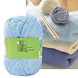 Jeanoko Popular Medium-Fine Bamboo Charcoal Line Cotton Woven Sweater Scarf Yarn with a Crochet for Knitting Crocheted Work(Sky Blue) Yarn