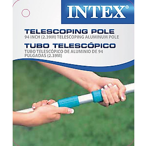 INTEX 29054E 94in Telescoping Aluminum Pole For Above Ground Pool Maintenance