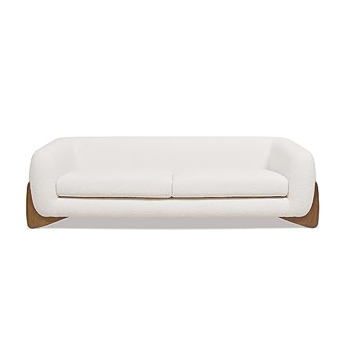 Jennifer Taylor Home Alpine 90.5" White Boucle Modern Scandinavian Minimalist Round Arm Sherpa Sofa
