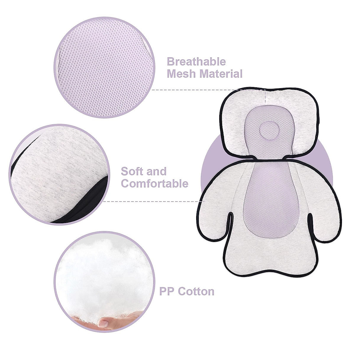 vocheer Toddler Stroller Cushion, Infant Car Seat Cushion Stroller Support Pillow for Newborn 0-12 Months