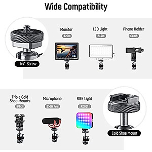 NEEWER Mini Ball Head with Removable Cold Shoe Mount and 1/4” Screw, Detachable Cold Shoe Base, 2 Way Installation Compatible with SmallRig Cage, DSLR Camera, Monitor, LED Video Light (2 Packs, ST44)