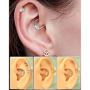 Melighting 3pcs Bee Cartilage Earrings 316L Surgical Steel 16G Septum Jewelry Helix Earrings Honeycomb Tragus Earring Stud for Women Daith Piercing Conch Earring