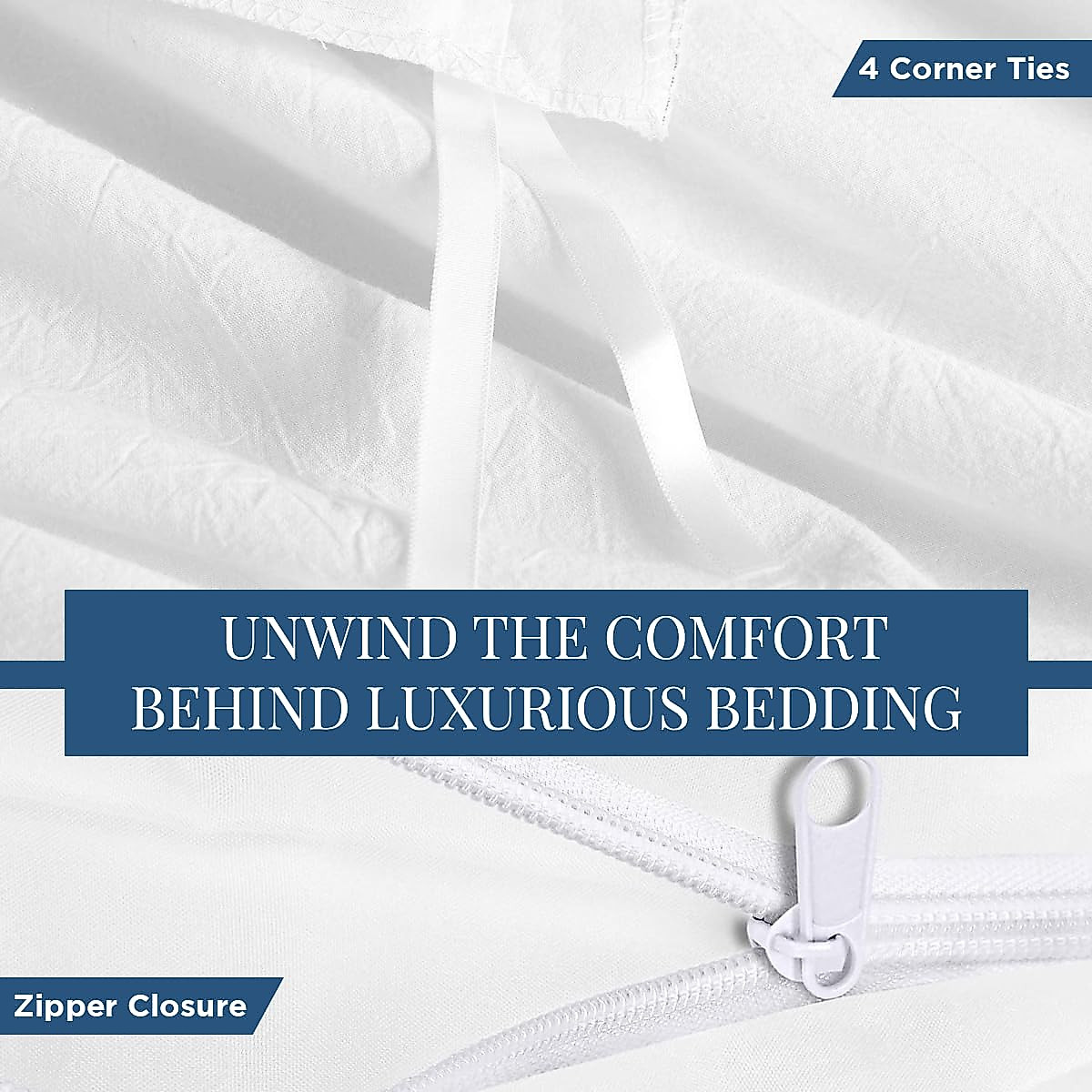 BLUECLANS Duvet Cover King Size 100% Egyptian Cotton 3 Piece Duvet Cover Set California King 800 Thread Count Soft Comforter Cover with Zipper Closure 2 Pillowcases White [Comforter Not Included]