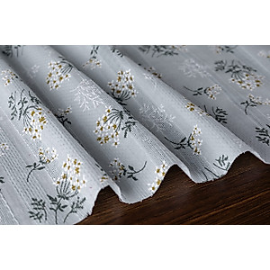 140cm Width Japanese Style Small Daisy Floral Printed Cotton Fabric Jacquard Imitation Embroidery Cotton Fabrics for Dress and DIY Sold by Yard (Light Blue)