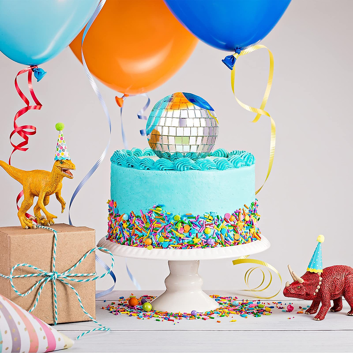 11 Pcs Disco Balls Cake Toppers Birthday Party Decorations Small Disco Ball Table Centerpiece Decor for 70s Themed Dance Party Supplies (Silver)