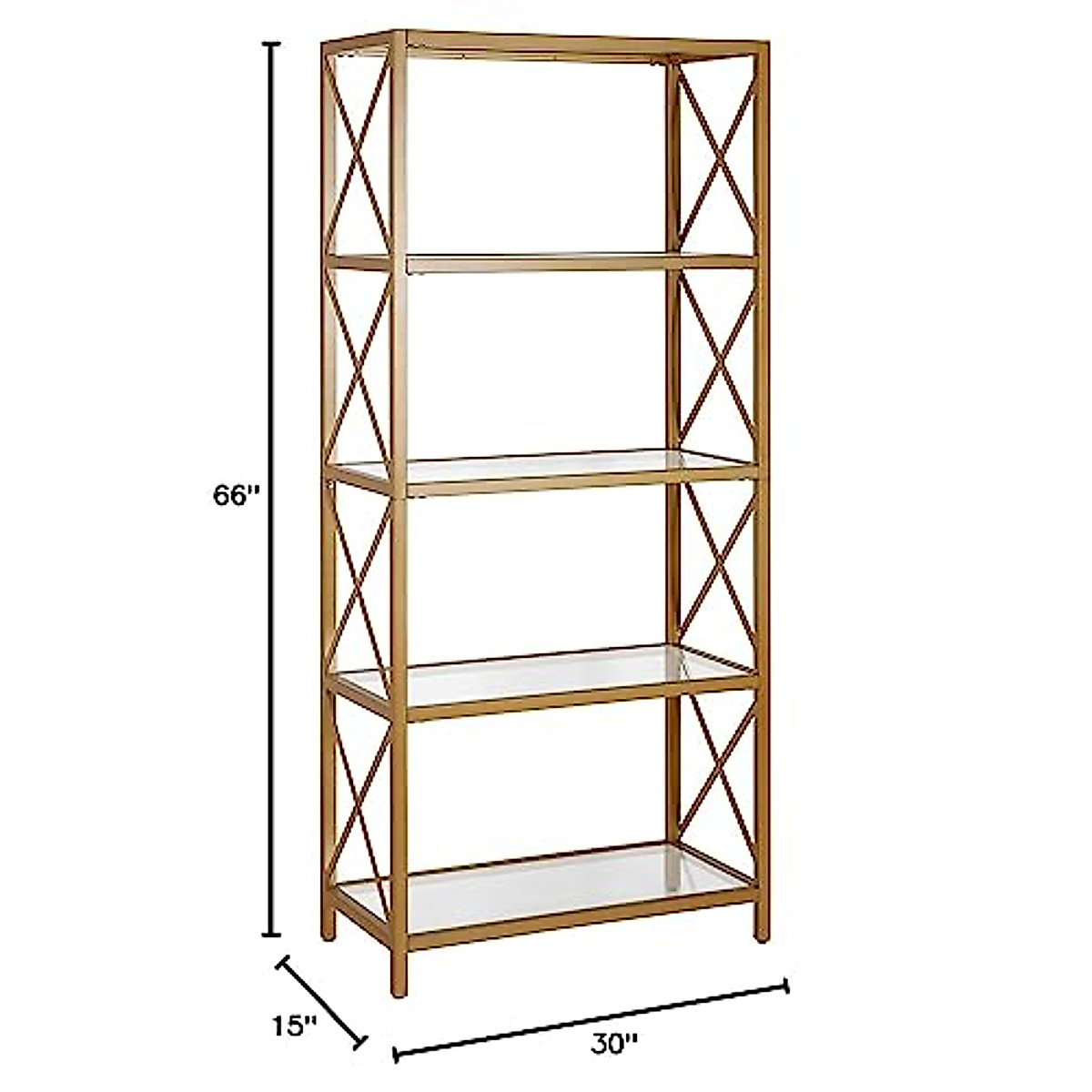 Celine 30'' Wide Rectangular Bookcase in Blackened Bronze