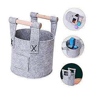 1 PC Laundry Office Cubes Felt Clothing Home Basket Bins Organizer Household Storage for Handles Large Pet Simple Farbric Wooden with Sundries Blankets Desktop Bucket Clothes