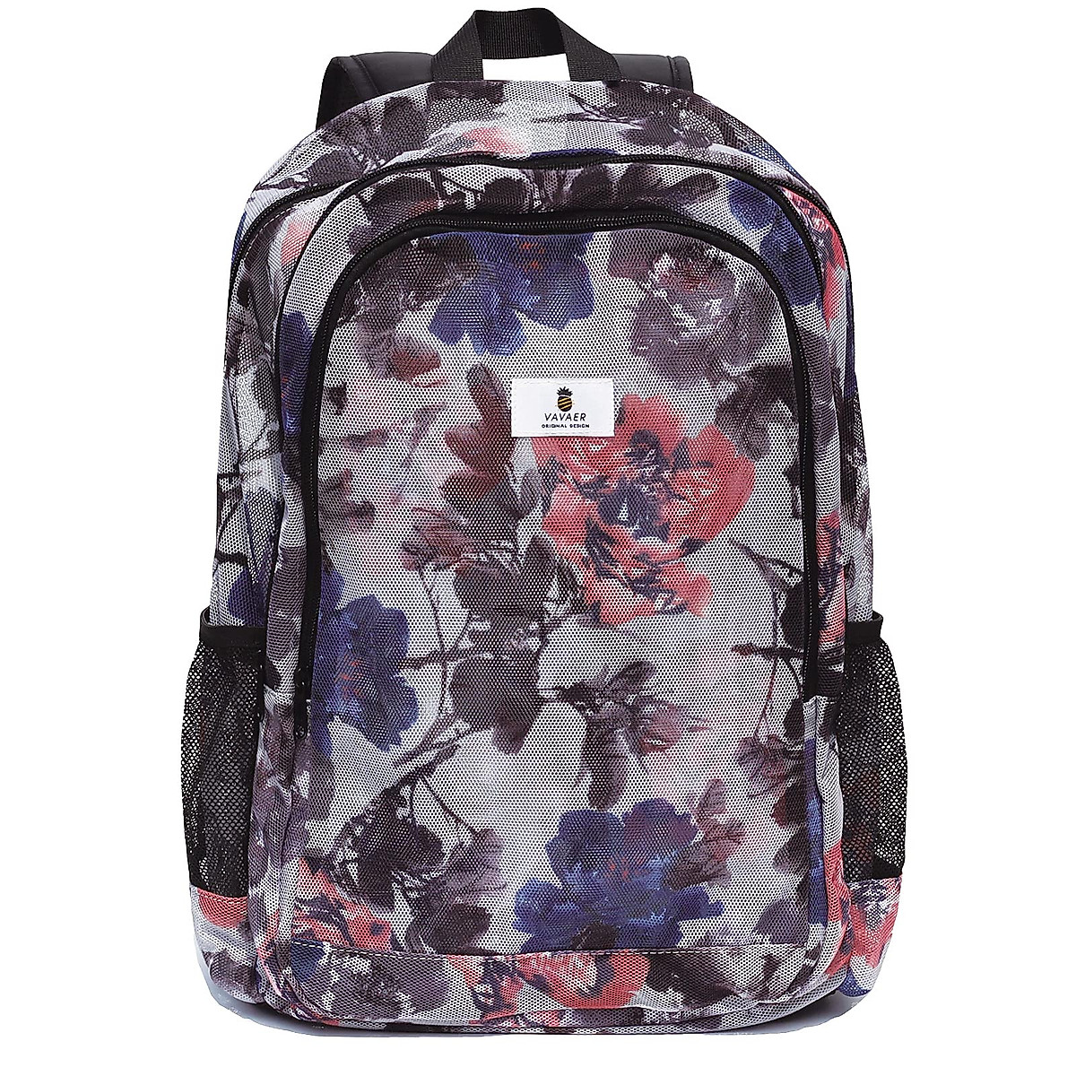VAVAER Floral Large Mesh Backpack Travel Laptop Backpack College School Computer Bag Beach Bag Multipurpose