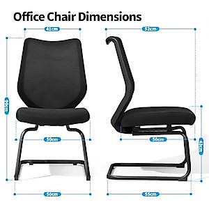 FYLICA Office Chairs No Wheels Conference Room Chair Breathable Mesh Upgraded Cushion and Sled Base, Mid Back Reception Chair No Armrests (1, Black)