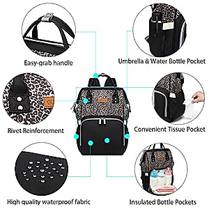 OUSIJOJO Diaper Bag Backpack Diaper Bags for Baby Girl Boy Baby Diaper Changing Backpacks Maternity Diaper Bags Cheetah Print Nappy Bag,Leopard