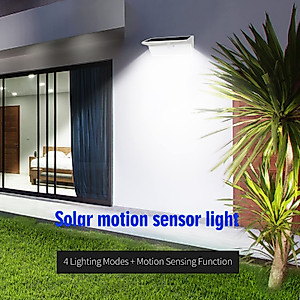 MHAZDZE Solar Lights Outdoor, 800LM 3000mAh Solar Motion Sensor Lights, 4 Modes 46LED Solar Motion Lights Outdoor with IP65 Waterproof for Garden Deck Garage