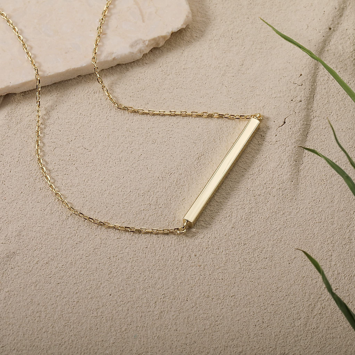 S.Leaf Choker Necklace for Women Gold Plated Necklace Bar Necklace for Women Sterling Silver Dainty Gold Necklace for Women(01_Horizontal_Gold)