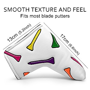 Golf Headcovers,Colorful Tee Driver Headcover Fairway Wood Cover Hybrid Cover Leather 3 Wood Headcover Mallet Putter Headcover Blade Putter Cover Golf Club Covers for Odyssey Scotty Cameron Taylormade