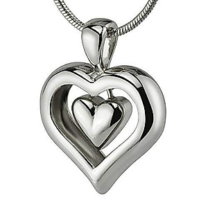 Silver Finish Cremation Jewelry Urn Heart Pendant Memorial Keepsake Locket Necklace for Ashes and 20" Chain, The Eternity Heart