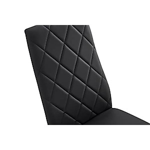 YISH W24138516 PU Leather Dining Chairs Armless Side Set of 4 with Metal Legs, Cushioned Seat Accent Backrest Living Room Kitchen Lounge, Black