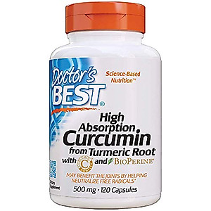 Doctor's Best DRB-00107 High Absorption Curcumin From Turmeric Root with C3 Complex & BioPerine 500mg (120 Capsules)