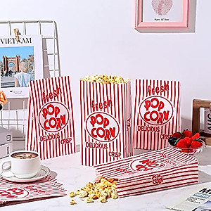 Paper Popcorn Bags 2 oz Popcorn Bags Individual Servings Red and White Striped Popcorn Bags for Popcorn Machine Movie Nights Birthday Carnival Party Supplies (200 Pcs)