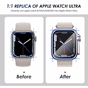 [ Looks Like Ultra Protector Case ] CHANCHY 2 in 1 Waterproof Case for Apple Watch Case 44mm with Screen Protector, Front & Back Full Protective Bumper Face Cover for Men Women, 44mm, Titanium