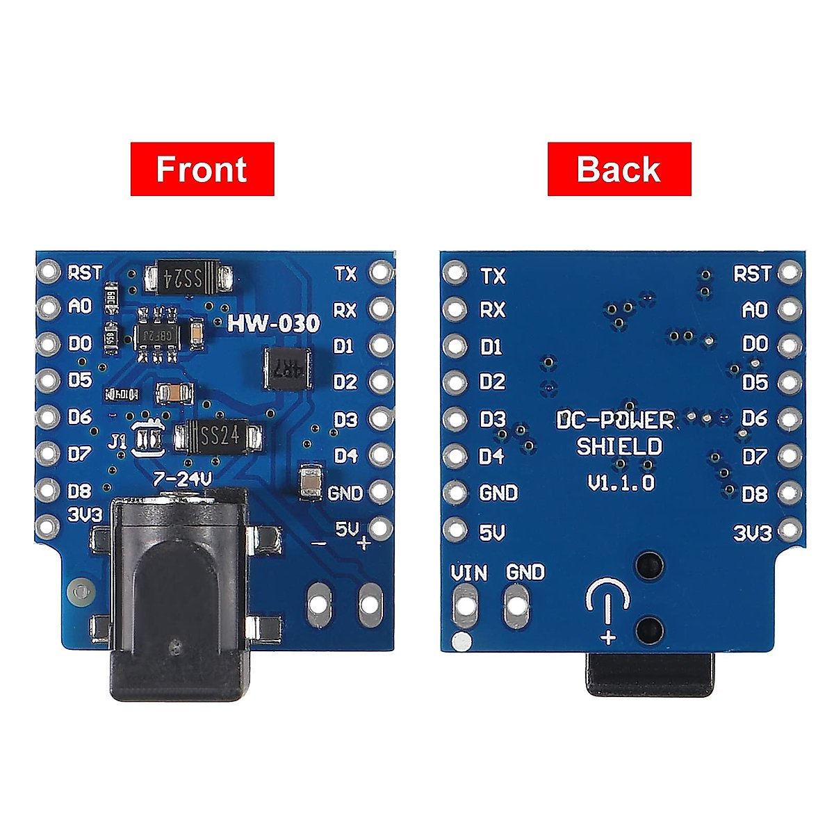 AOICRIE 12pcs DC Power Shield V1.1.0 for WEMOS D1 Mini Shield Development Board DC Power Supply Screen Module