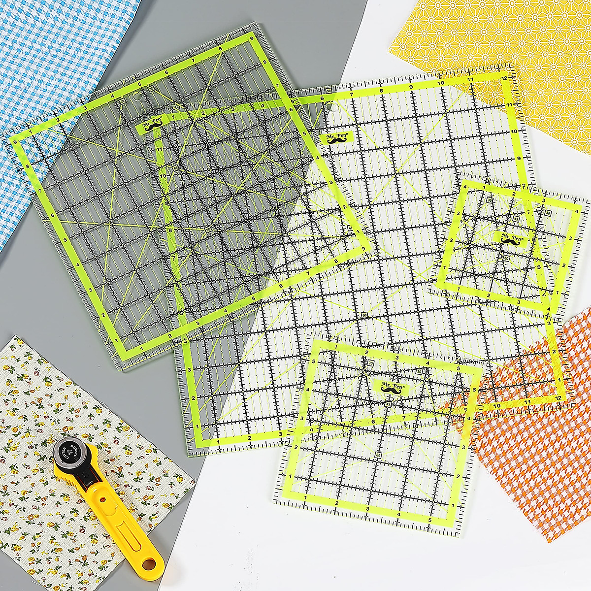 Mr. Pen- Quilting Ruler Set, 4 Pcs, Sizes (4.5"X4.5")-(6"X6)-(9.5"X9.5")-(12.5"X12.5"), Quilting Squares, Quilt Ruler, Rulers for Quilting and Sewing, Clear Quilting Ruler, Quilt Rulers, Acrylic Ruler