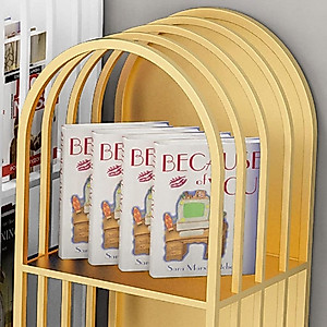 Rieort Fashion Bookshelf Stylish Bookshelf Dimensional Frame Design Bookcase Iron Arched Rack Bookcase Large Capacity Design Bookshelves not Shaking