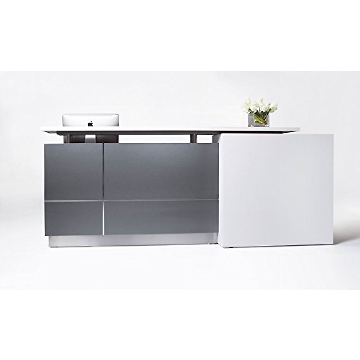 Modern Reception Desk (98") with White Quartz Stone Counter-TOP