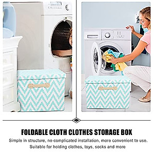 Garneck Stackable Storage Bins Box Foldable Clothes Organizer with Lid Fabric Cubby Baskets Cubes for Clothes Blankets Closets Bedrooms Blue