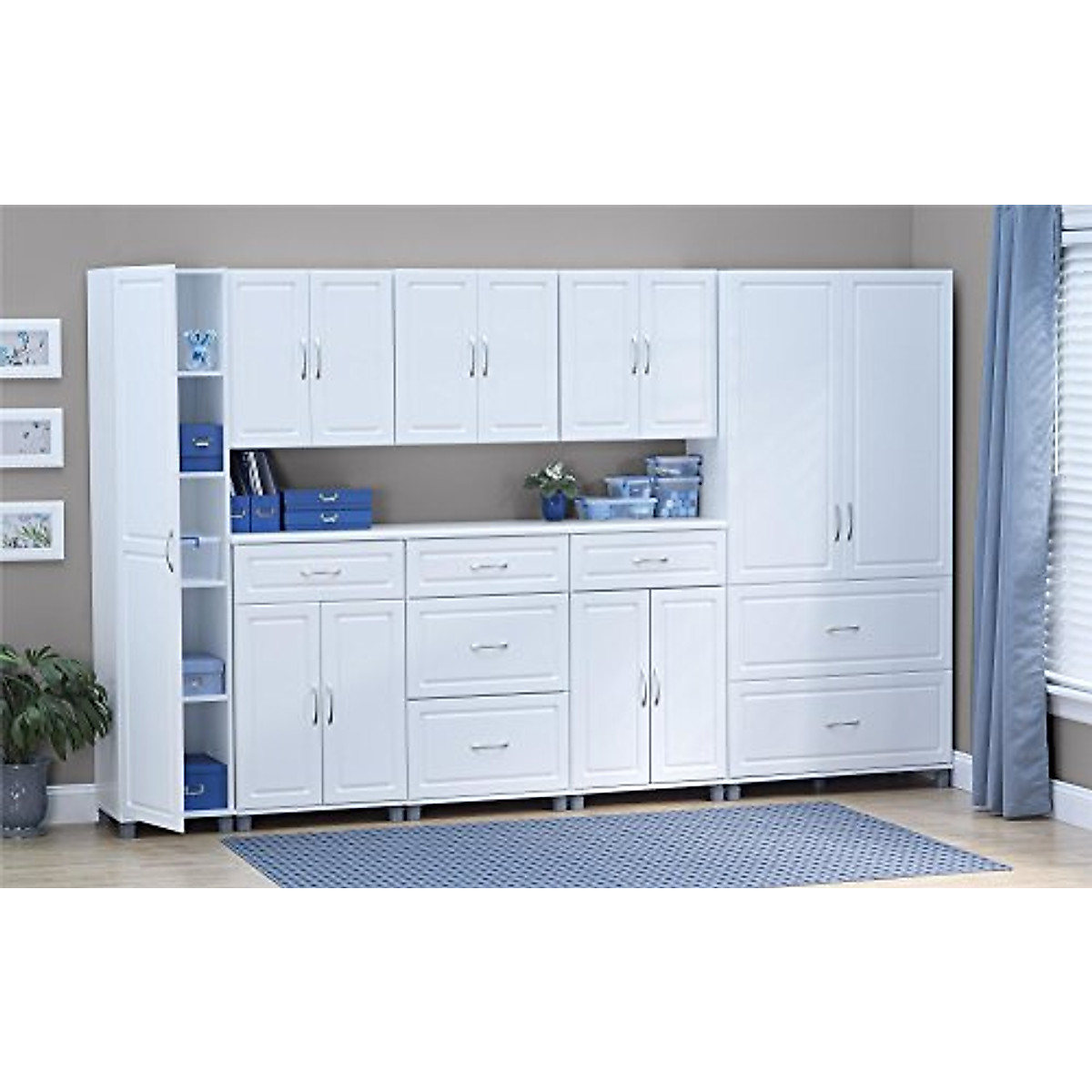 SystemBuild Kendall 36" Utility Storage Cabinet - White & Kendall 16" Utility Storage Cabinet - White