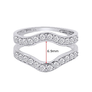 AFFY 1.14 Carat Round White Cubic Zirconia Solitaire Enhancer Guard Ring 14K White Gold Over Sterling Silver Ring Size-8.5