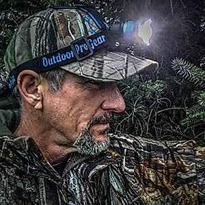 Outdoor Pro Gear LED Headlamp Flashlight [3-AA Batteries Included] Magnifying Lens, Head Lamp for Camping, Caving, Search & Rescue, Super Bright Spotlight Headlight, Emergency Supplies (Blue)