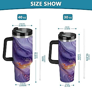 FRCSDIY Marble Insulated Tumbler with Handle and Straw Lid,30oz Leakproof Stainless Steel Cup BPA-Free Water Bottle