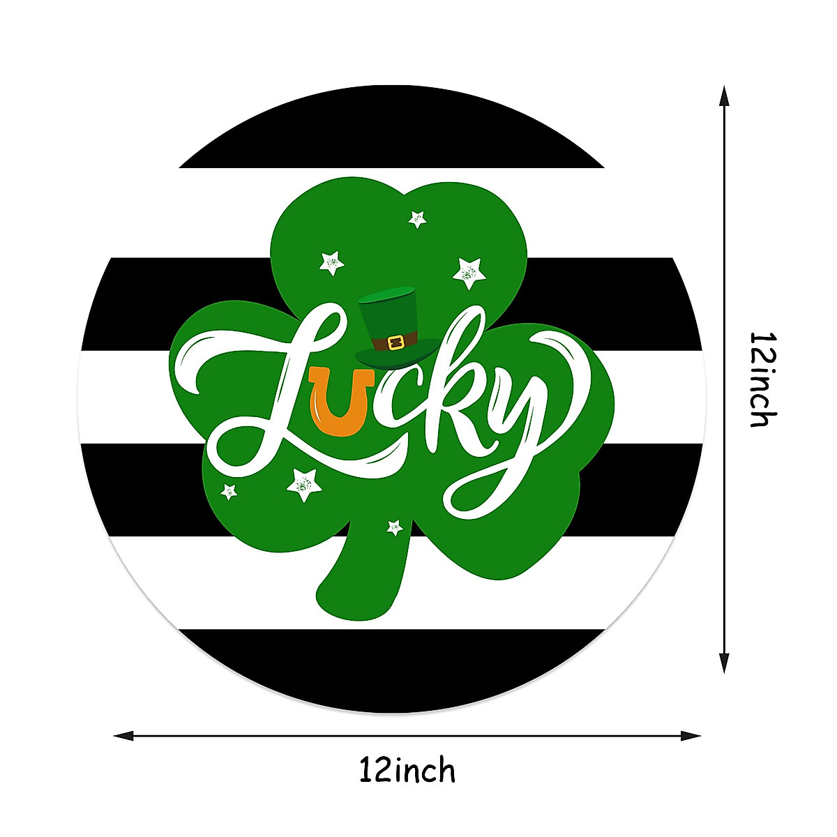 ROCWOHO St Patrick's Day Lucky Wooden Sign Round Wood Hanging Door Sign with Ribbon Bow Decoration and Wreath Clover Farmhouse Wood Door Decor for Home Outdoor Indoor Office Front Door Wall Decor