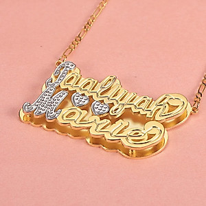 Name Necklace Personalized 18K Gold-Plated Double Custom Name Necklace for Women as a Gift