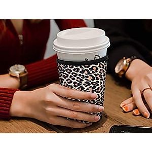 XccMe Iced Coffee Sleeves,Reusable Cold Cup SleeveS,3Pack Neoprene Insulator Cup Cover for Cold Drinks,Beverages Holder,Ideal for Dunkin Donuts, Starbucks Coffee(Leopard)