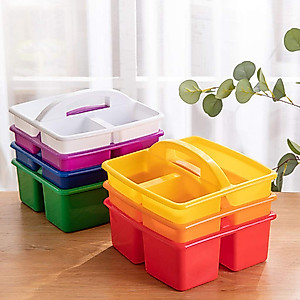 QIXIAMO Portable 3 Compartments Storage with Carrying Handle Divided Basket Bin Box Multiuse Arts Caddies
