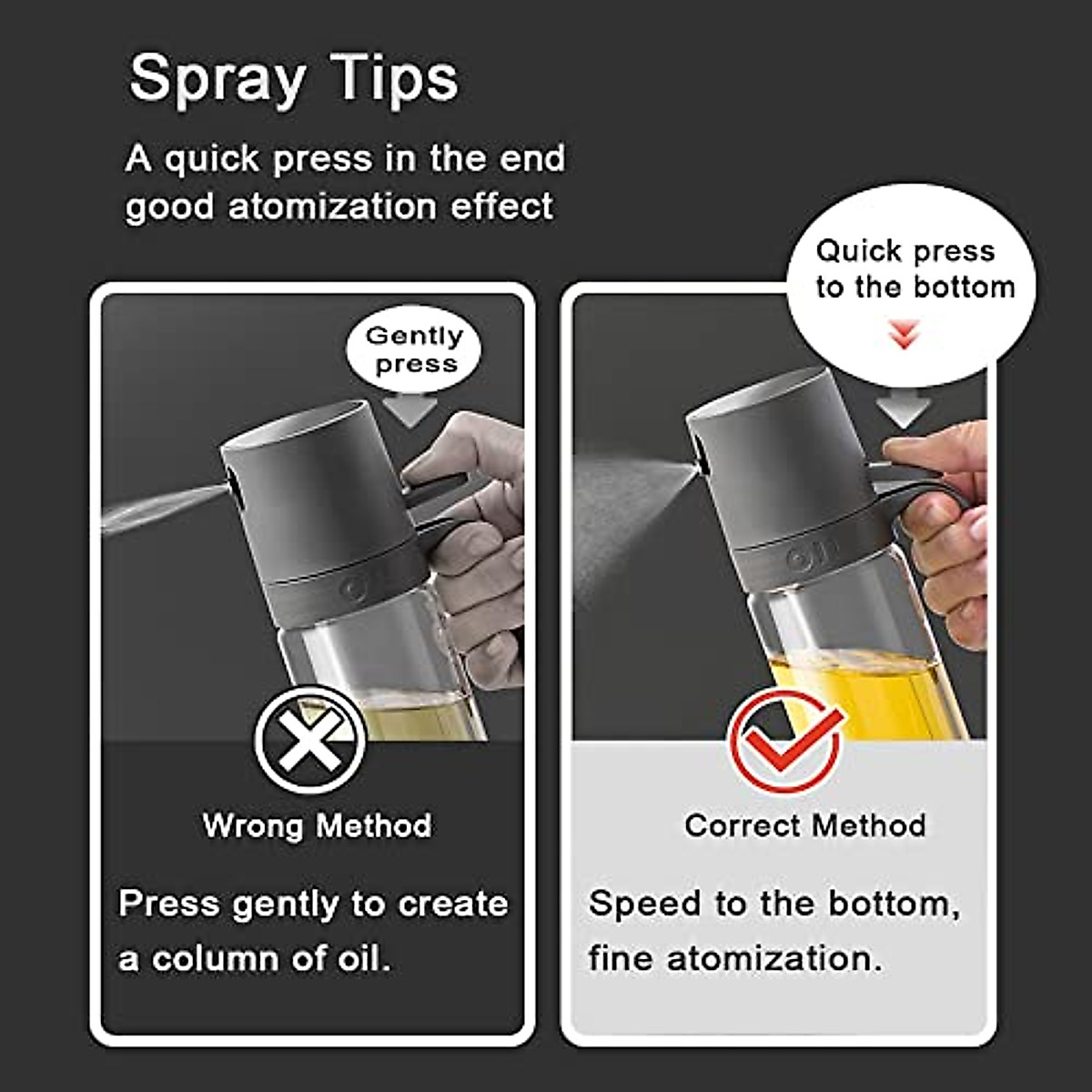 Qenqyeen,Oil Sprayer for Cooking,8.5oz Glass Oil Spray Bottle Mister,Cooking Oil Sprayer,Olive Oil Sprayer Oil Dispenser,Kitchen Gadgets Accessories for Air Fryer, for Salad Making, 250ml