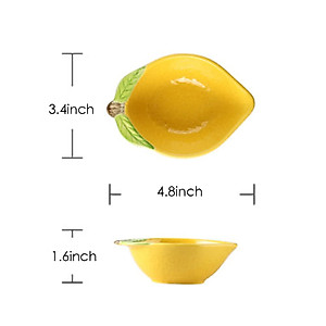 Mozacona 4pcs Ceramic Appetizer Plates Lemon Shape Side Dishes Seasoning Plates