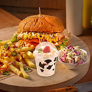 25pcs Clear Plastic Cups with Lids Mini Parfait Cups Dessert Cups Cow Print Yogurt Cups Party Cups for Fruit Ice Cream Clear Plastic Cups with Dome Lids for Home (200ml)