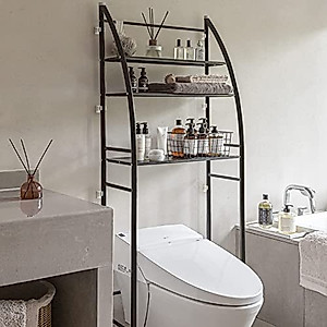 Dulce Domi 3-Shelf Bathroom Organizer Over The Toilet Storage, Bathroom Shelves Over Toilet, 27” L x 10” W x 66”H